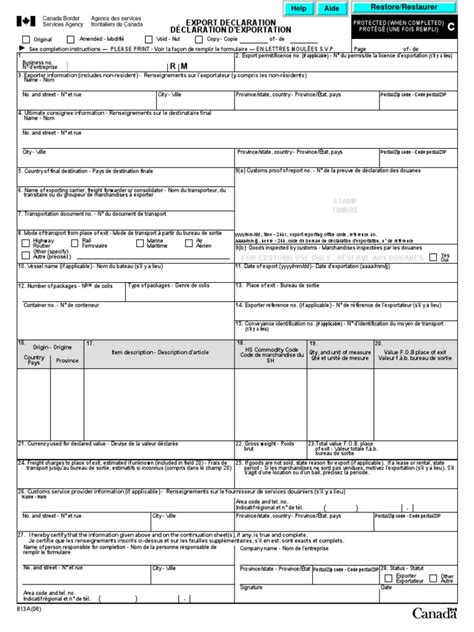 B13 Export Form Pdf Commerce Biens De Consommation