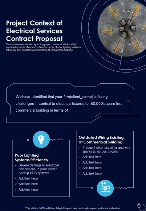 Project Context Of Electrical Services Contract Proposal One Pager Sample Example Document Ppt