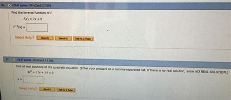 Solved Find The Inverse Function Of F F X 7x 8