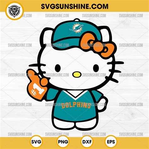 Hello Kitty 1 Miami Dolphins Football Svg Png Dxf Eps Cut Files