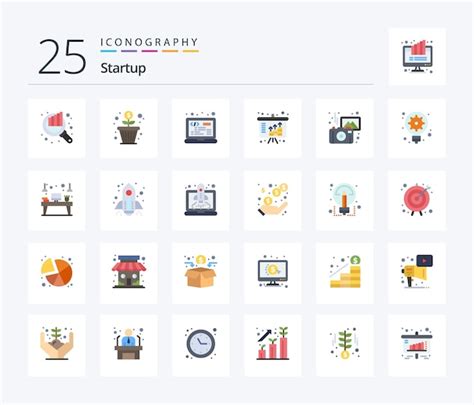 free vector startup 25 flat color icon pack including photography