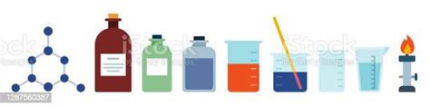 플라스크 스피릿 램프 테스트 튜브 현미경 시약 비커 화학 물질 화학 과학 교육 벡터 일러스트 벡터 아이콘 플랫 절연 0명에 대한 스톡 벡터 아트 및 기타 이미지 Istock