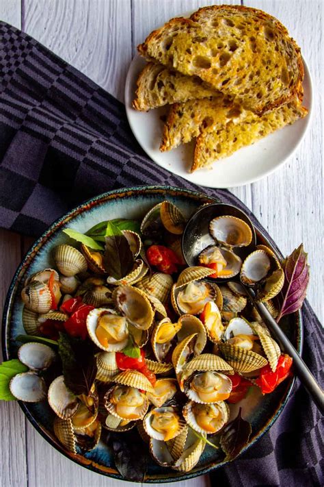 Beer Braised Cockles With Tomato And Basil Braised And Deglazed