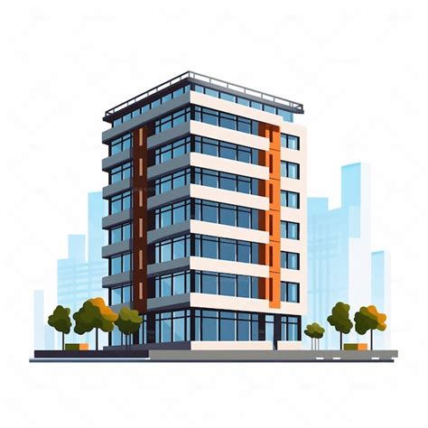 Un Dibujo De Un Edificio Con Un árbol En La Parte Superior Vector Premium