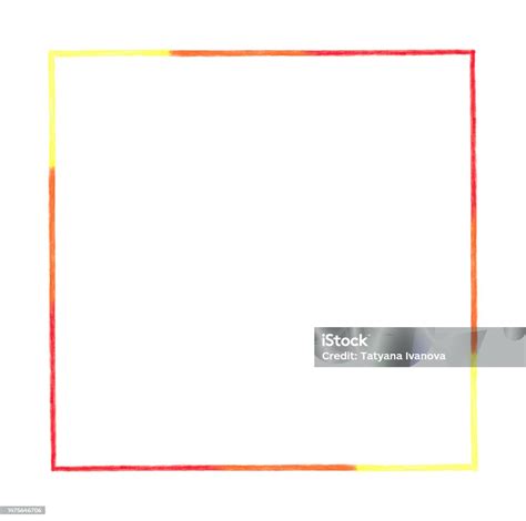 흰색 배경에 격리된 색연필로 손으로 그린 장식용 빨간색과 노란색 사각형 프레임의 그림 0명에 대한 스톡 벡터 아트 및 기타 이미지 0명 공휴일 그래픽 프린트 Istock
