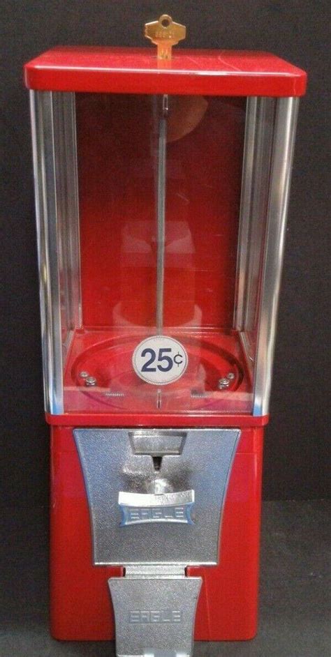 Vintage Eagle Gumball Vending Machine 25 Cent With Key And Lock