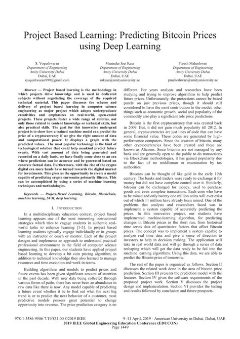 Pdf Project Based Learning Predicting Bitcoin Prices Using Deep Learning