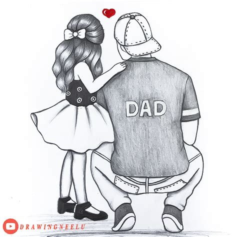 How To Draw A Father And Daughter Pencil Drawing Tutorial Father And Daughter Drawing