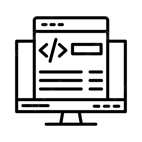 web development line icon vector clean code development laptop png and vector with