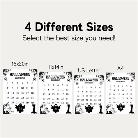 Halloween Countdown Calendar Printable Halloween Wall Art Halloween