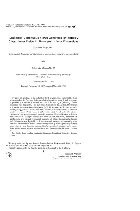 Pdf Absolutely Continuous Flows Generated By Sobolev Class Vector