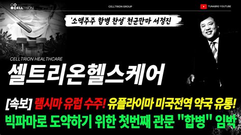 셀트리온헬스케어 속보램시마 유럽 수주 유플라이마 미국전역 약국 체인 유통 합병성사 미리 축하드립니다 셀트리온자사주 셀트리온합병 Youtube