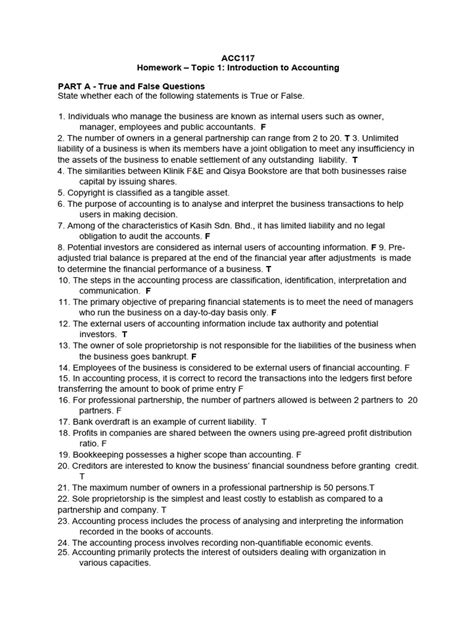 Homework Chapter 1 Download Free Pdf Accounting Bookkeeping