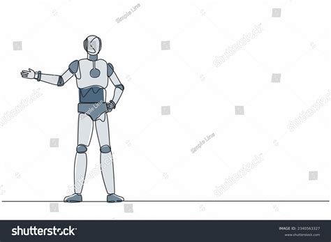 Continuous One Line Drawing Robot Showing Stock Vector Royalty Free 2340563327 Shutterstock
