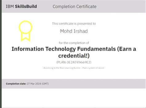 Ibm Skillsbuild Informationtechnologyfundamentals Certification
