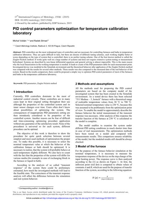 pdf pid control parameters optimization for temperature calibration
