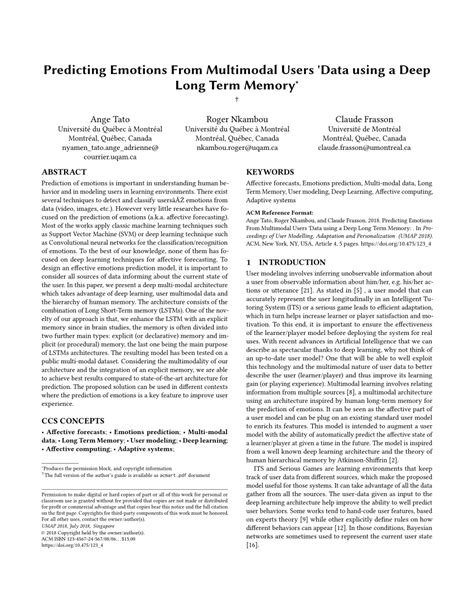 Pdf Predicting Emotions From Multimodal Users Data