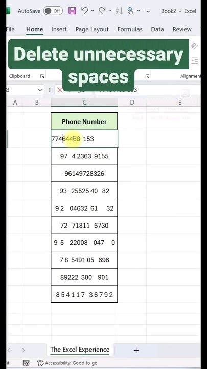 Delete Unnecessary Spaces In Excel Excelformula Excelshorts Viralshorts Youtube