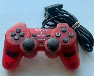 PS New CLEAR RED Wired Controller Retro VGames