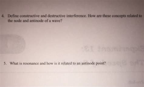 Solved Define Constructive And Destructive Interference How