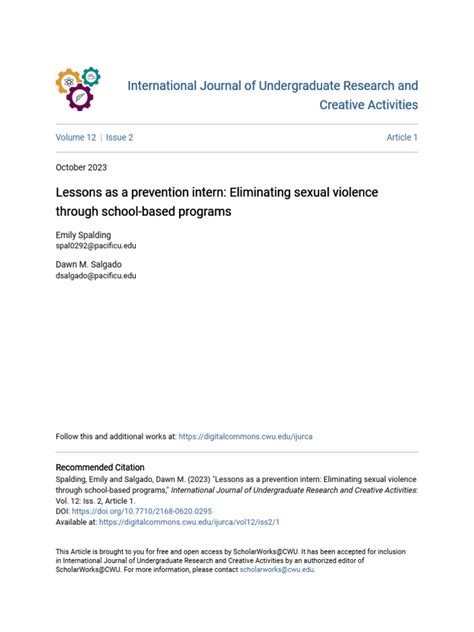 Lessons As A Prevention Intern Eliminating Sexual Violence Throu Download Free Pdf Violence