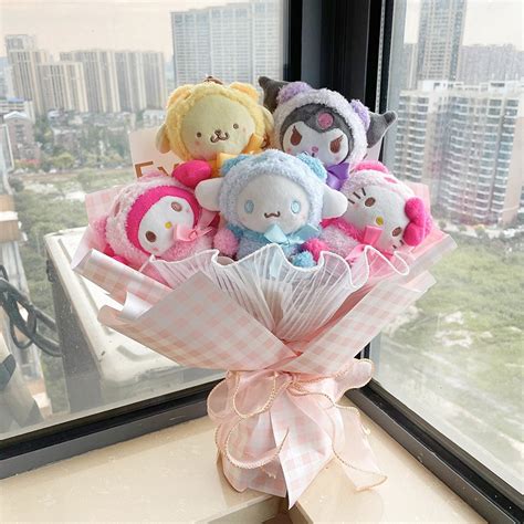 三丽鸥玩偶毛绒花束帕恰狗库洛米大耳狗美乐蒂公仔花节日生日礼物 阿里巴巴
