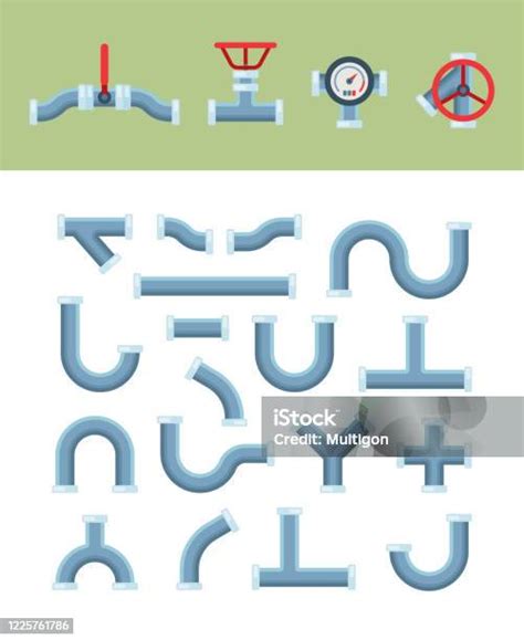 파이프 셰이프 탭 밸브 카운터 배관 엔지니어링 시스템을 가진 기름 물 강철 및 플라스틱 실린더 파이프라인 벡터 가솔린에 대한