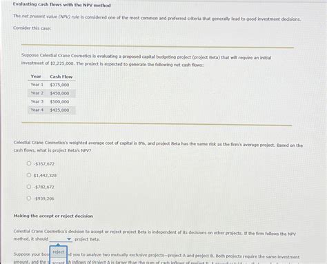 Solved Evaluating Cash Flows With The Npv Methodthe Net
