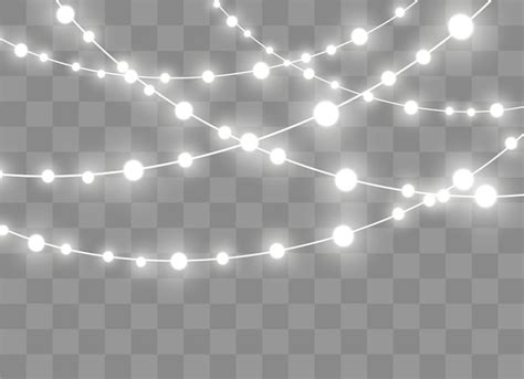 투명 한 배경에 고립 된 크리스마스 불빛 프리미엄 벡터