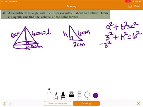 an equilateral triangle with 6 cm sides is rotated about an altitude