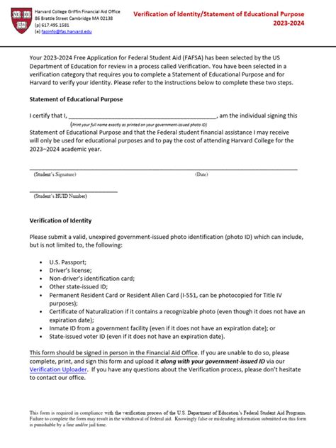 Verification Of Identity Statement Of Educational Purpose 23 24 Download Free Pdf Identity