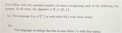 Give NFAs With The Specified Number Of States Chegg Com