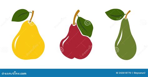 Pears Varieties Set Cartoon Vector 261900355