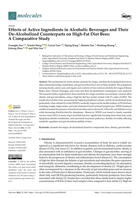 Pdf Effects Of Active Ingredients In Alcoholic Beverages And Their De Alcoholized Counterparts