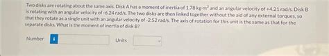 Solved Two Disks Are Rotating About The Same Axis Disk A