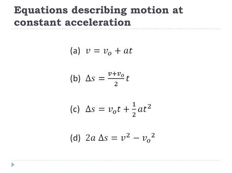 3 Motion At Constant Acceleration Ppt