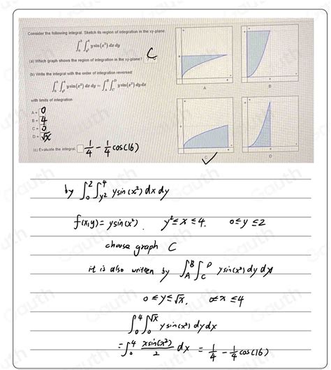 Solved Consider The Following Integral Sketch Its Region Of Integration In The Xy Plane T