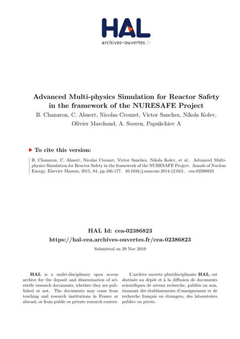 Pdf Advanced Multi Physics Simulation For Reactor Safety In Dokumentips