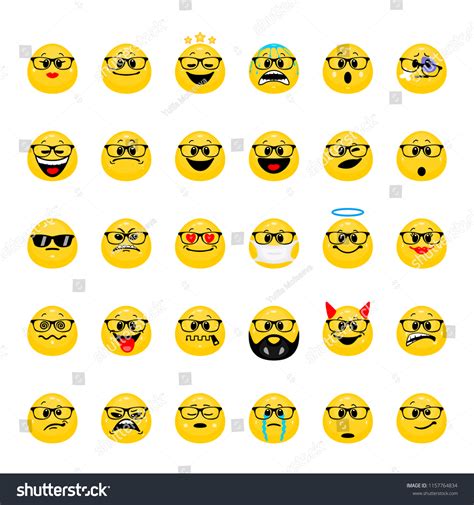 Vector Set Nerd Face Emojis Collection Stock Vector Royalty Free 1157764834 Shutterstock