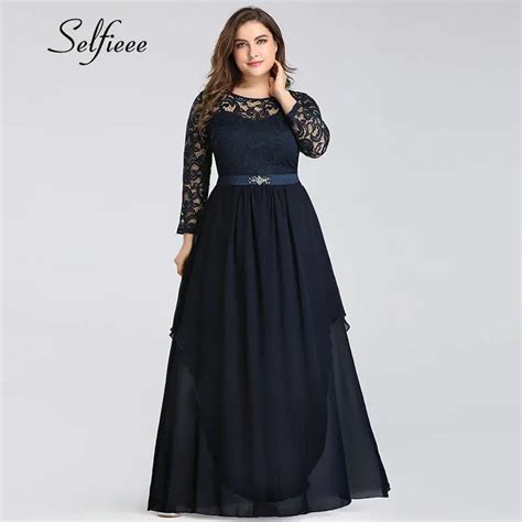 New Autumn Winter Navy Blue Formal Party Dress With Sleeve Elegant A