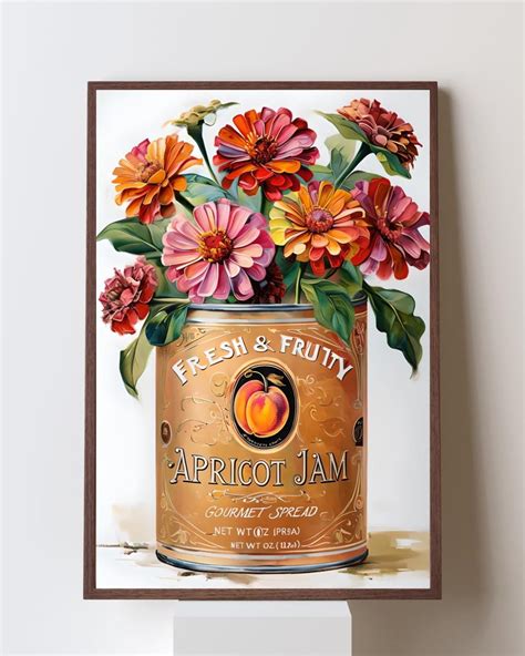 Vintage Fruit And Flower Wall Art Zinnias Kitchen Poster Dopamine Old