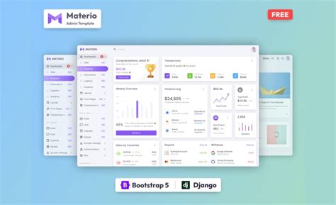 Materio Free Bootstrap Django Admin Template Csslight