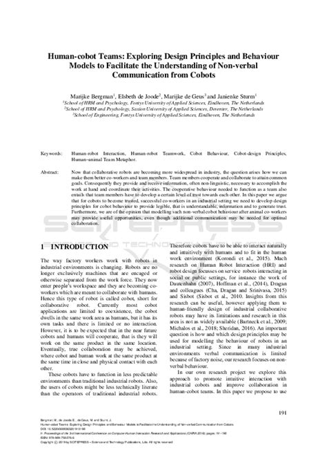 Pdf Human Cobot Teams Exploring Design Principles And Behaviour