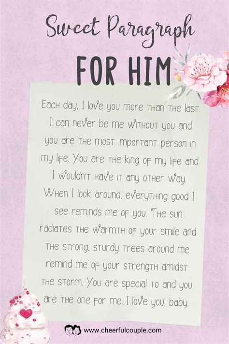 cute image of love note sweet paragraph for him a love note for your