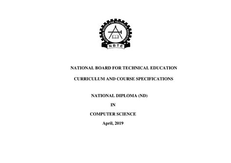 Nd Computer Science Nbte Curriculum 32 National Board For Technical