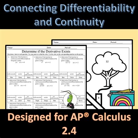 AP Calculus Differentiability And Continuity Color By Number Activity 2 4 Made By Teachers