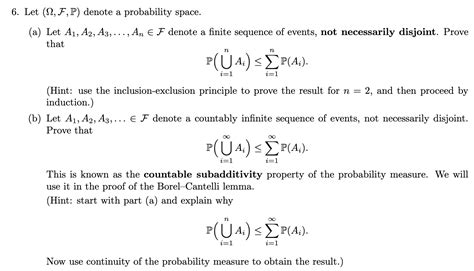 Solved 6 Let 12 F P Denote A Probability Space A Let Chegg Com