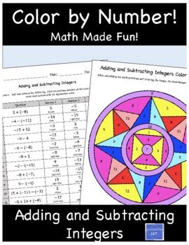 Color By Number Adding And Subtracting Integers By Classroom