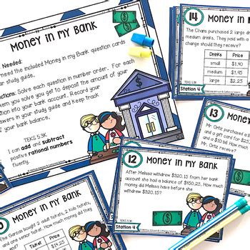 5th Grade Staar Station 4 Money In My Bank Teks 53k Math Center