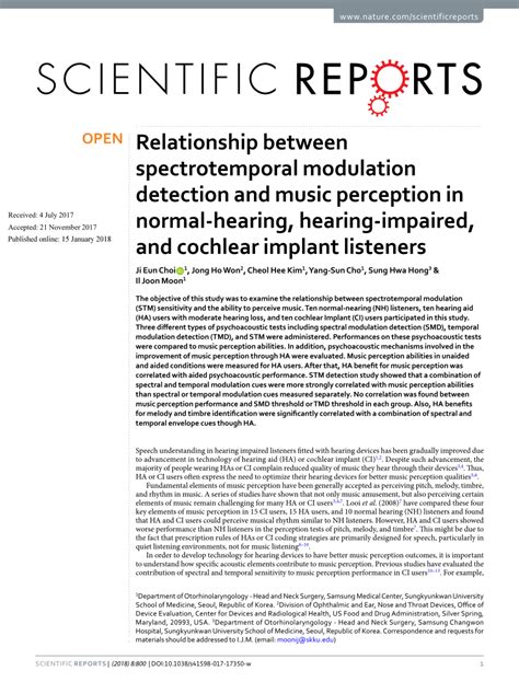 Pdf Relationship Between Spectrotemporal Modulation Detection And Music Perception In Normal